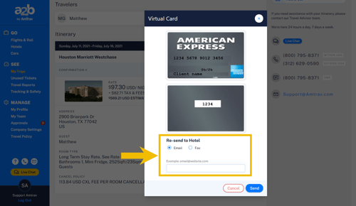 I'm at my hotel checking in, how do I get my Conferma card?