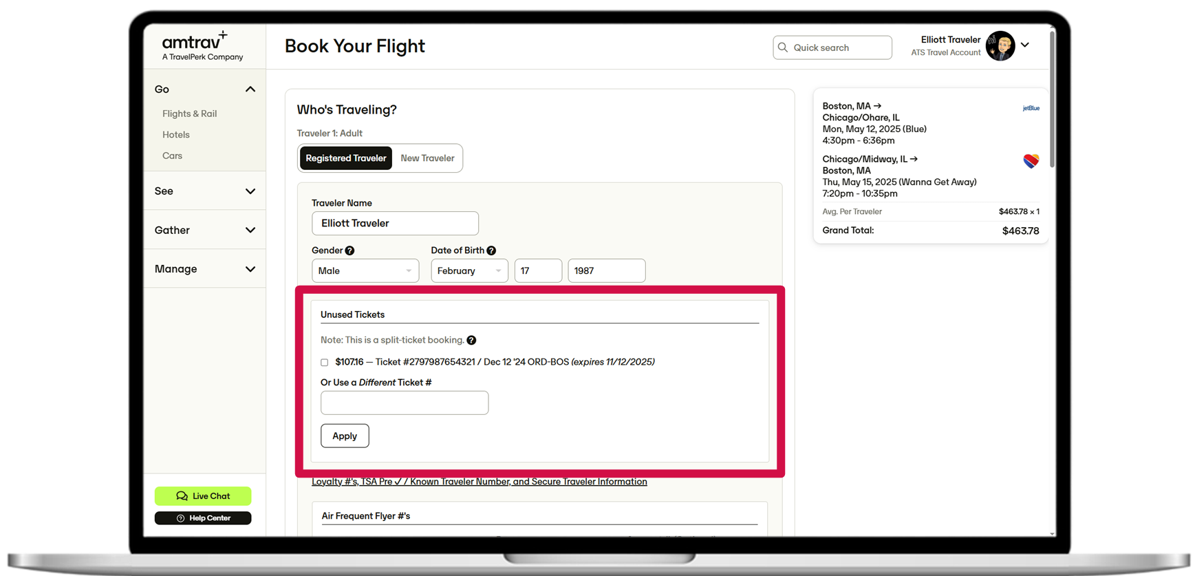 How do I use my unused airline tickets?