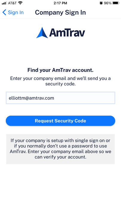 How do I log into the AmTrav app?