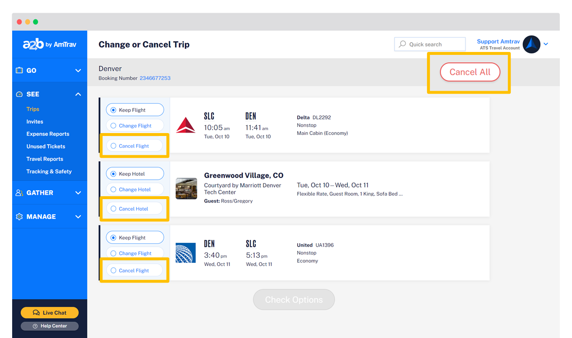 How do I cancel my itinerary?