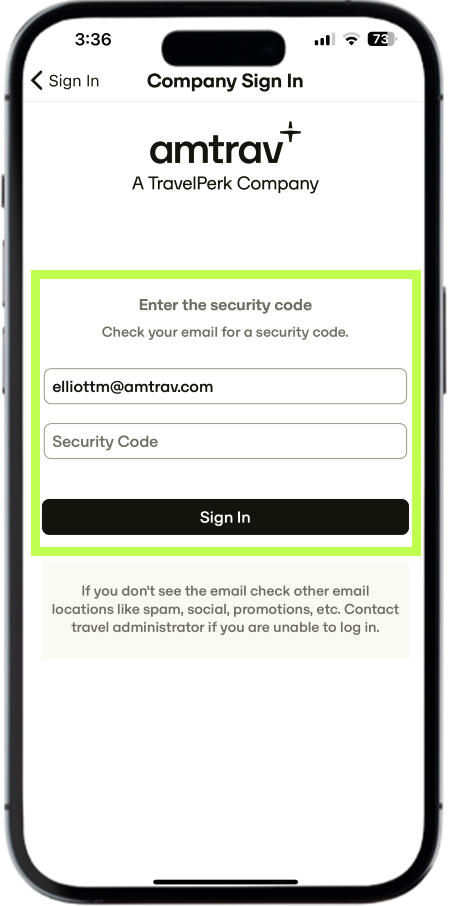 How do I log into the AmTrav app?